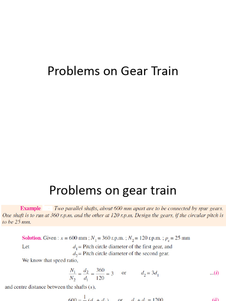 Gear Train Problems and Solutions | PDF