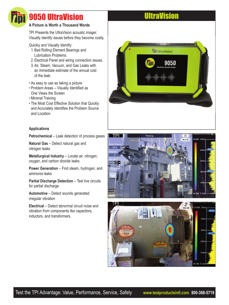 Tpi 9050 Ultravision Acoustic Imager Datasheet | PDF | Microphone | Capacitor