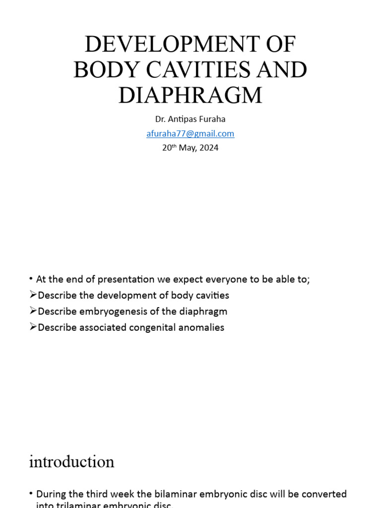Development of Body Cavities and Diaphragm | PDF | Peritoneum | Anatomy