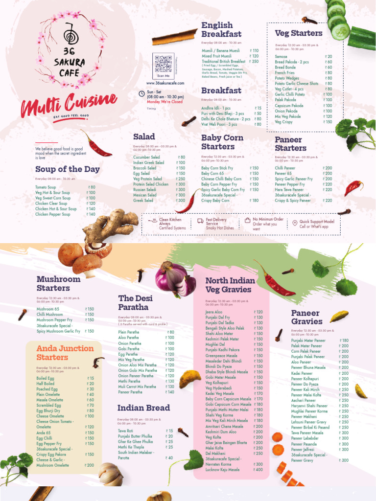 Sakura Cafe Food Menu 2023 Jan | PDF | Indian Cuisine | Drink