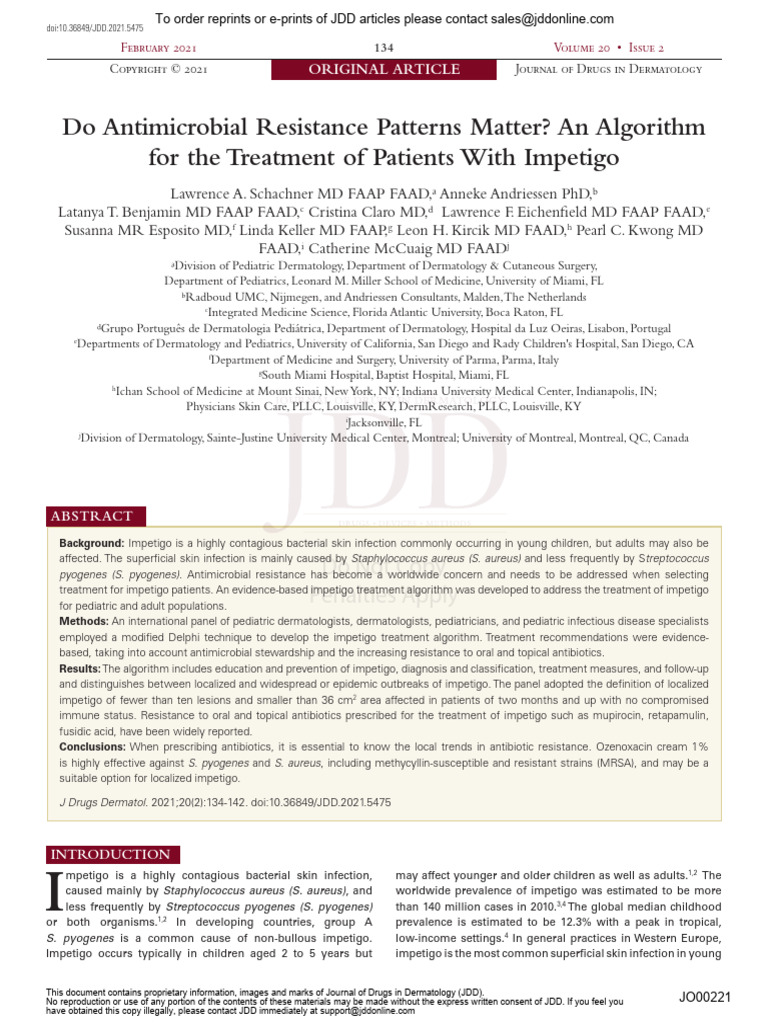 Algorithm for Treatment of Impetigo | PDF | Antimicrobial Resistance ...