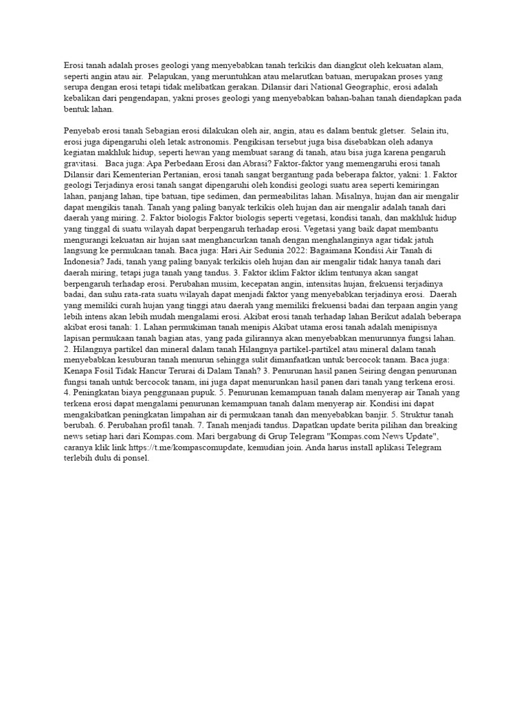 Erosi Tanah Adalah Proses Geologi Yang Menyebabkan Tanah Terkikis Dan ...