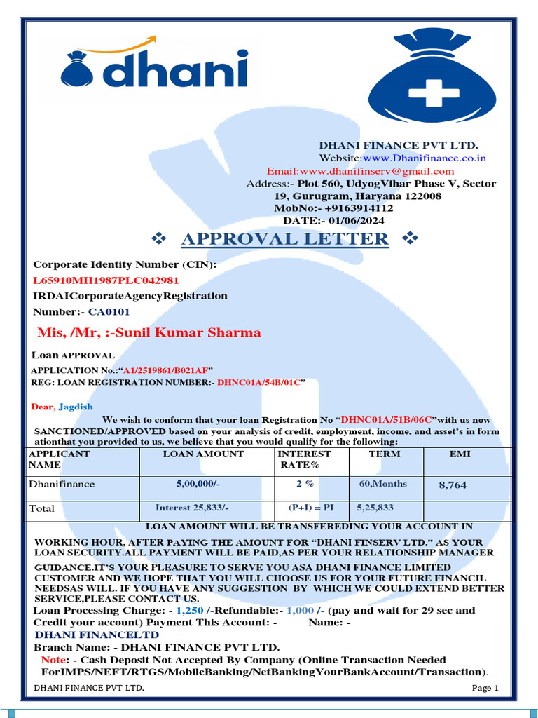 Sunil Kumar Sharma | PDF | Loans | Interest