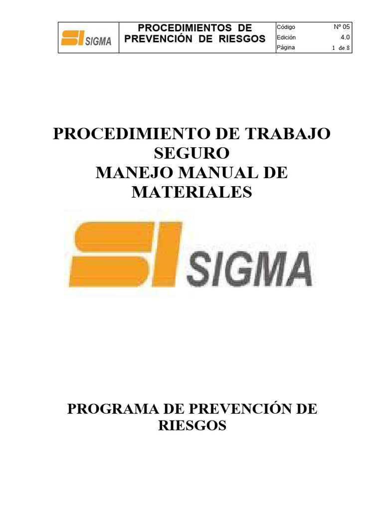 PROCD. MANEJO MANUAL DE MATERIALES 2 | PDF