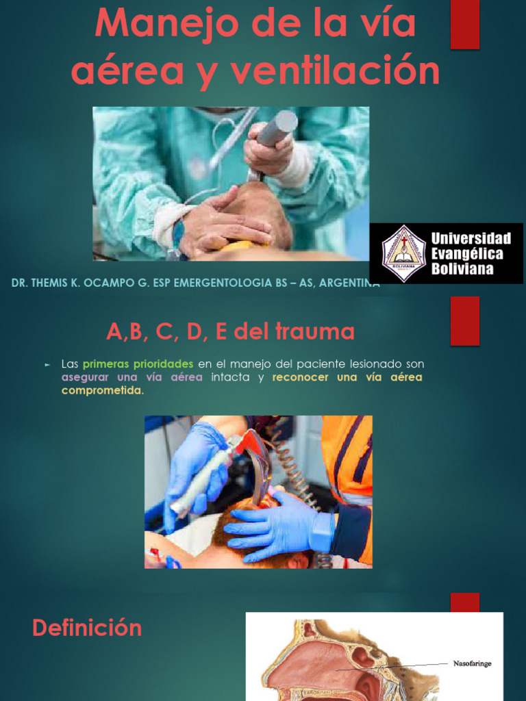 Manejo de La Vía Aérea y Ventilación | PDF | Medicina CLINICA | Especialidades Medicas
