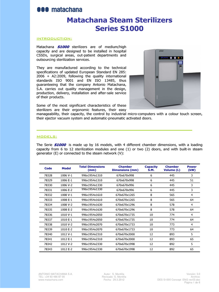 Matachana S1000 Eng | PDF | Manufactured Goods