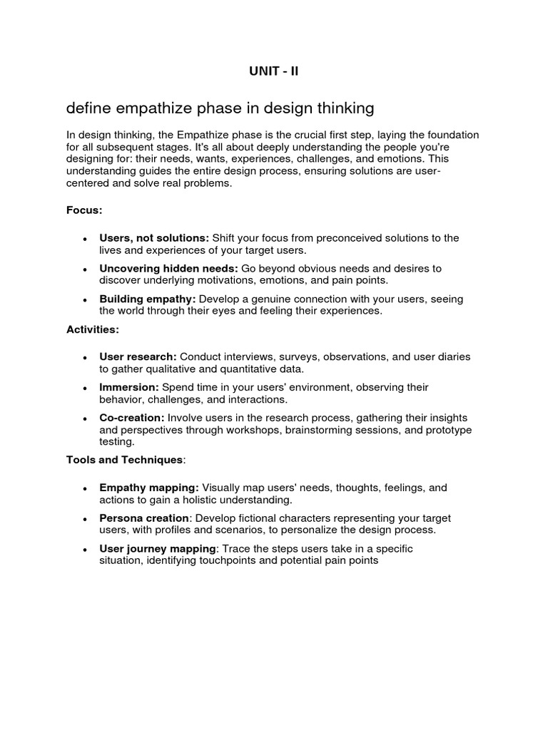 DT Unit 2 | PDF | Empathy | Design Thinking