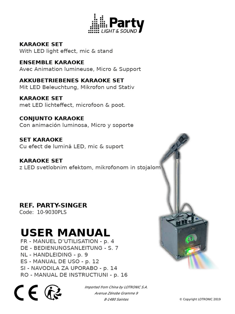 Manual Party Light & Sound Party Singer | PDF | Rechargeable Battery ...