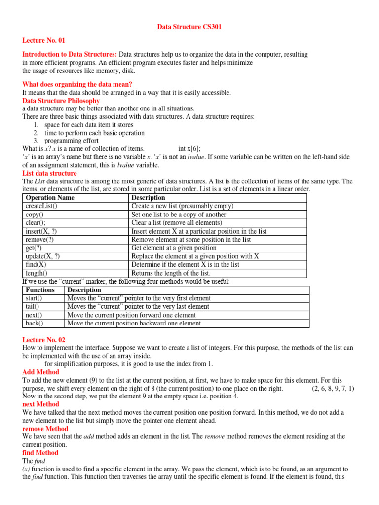 Cs 301 Data Structures Midterm Notes Pdf Queue Abstract Data Type Parameter Computer