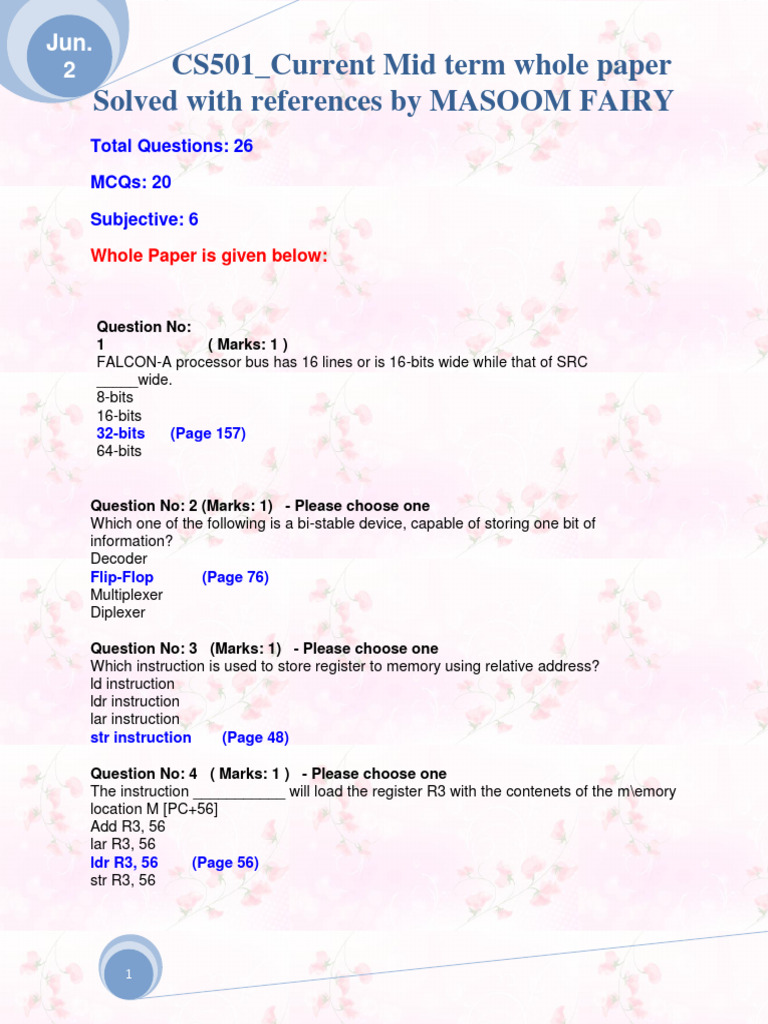 CS501 Solved Midterm Paper 2013 | PDF | Central Processing Unit | Assembly Language