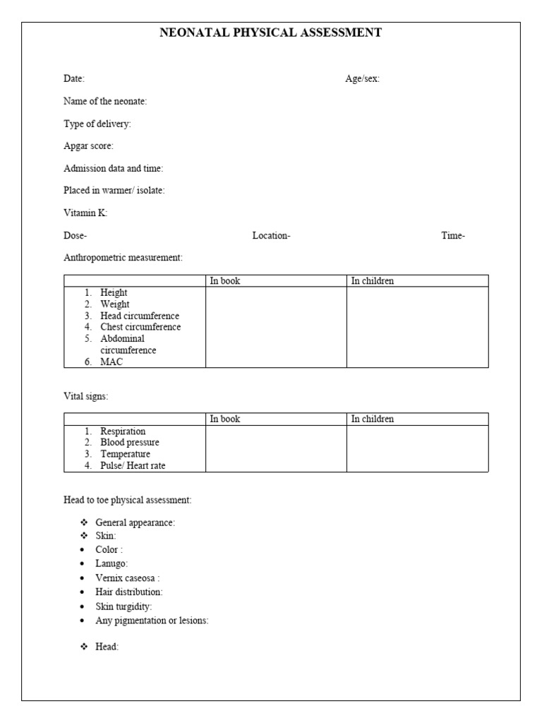 Neonatal Physical Assessment | PDF | Human Nose | Labia