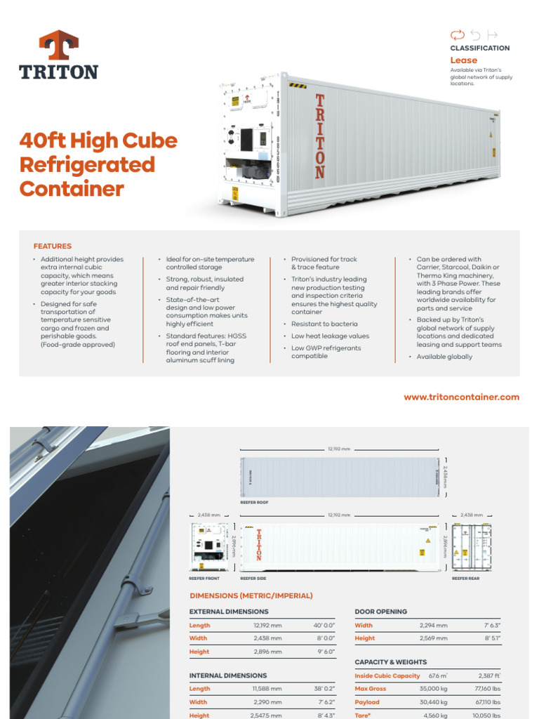 Triton Lease 40 High Cube Reefer Branded | PDF