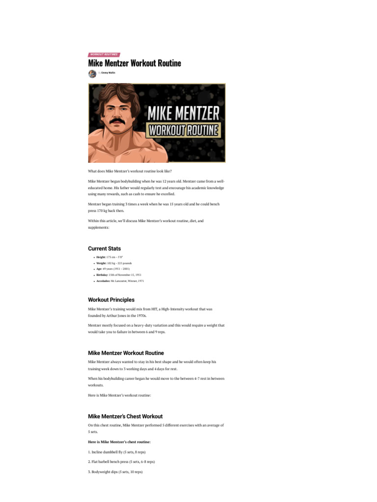 Mike Mentzer High Intensity Program | PDF | Weight Training | Physical ...