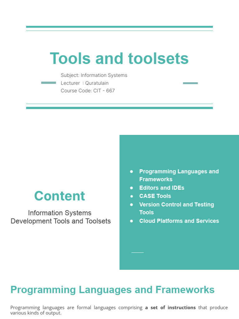 Lec 14 - Tools and Toolsets | PDF | Web Development | Computer Programming
