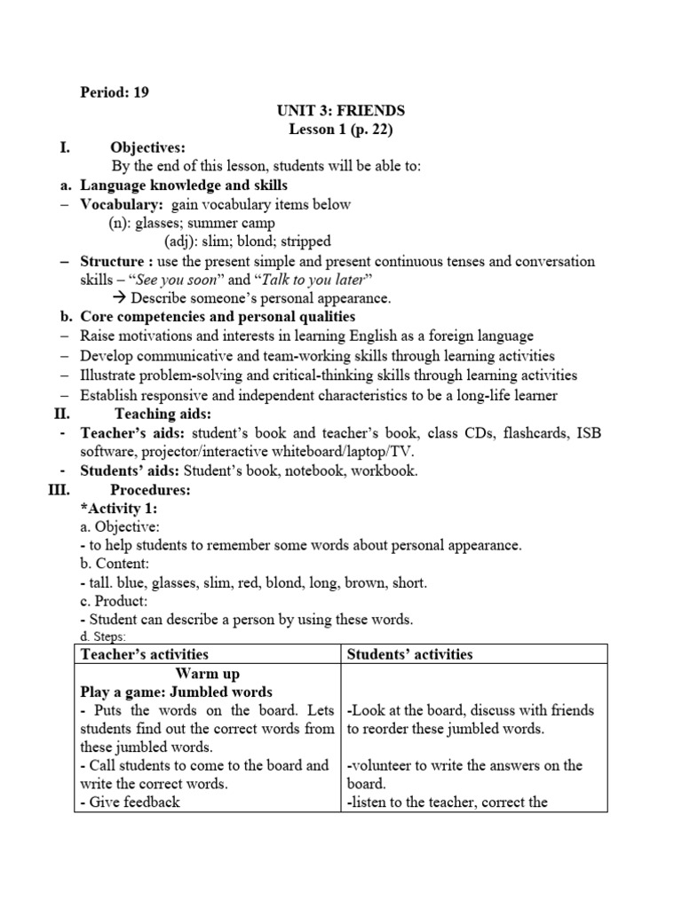 Giáo Án Anh 6 - ISW - Unit 3 (Thu ) | PDF | Vocabulary | Linguistics