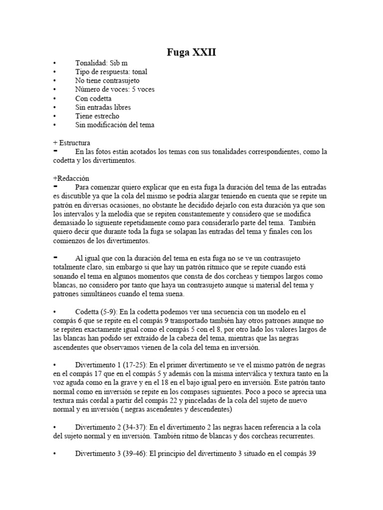 Fuga XXII | PDF | Composiciones Musicales | Formas musicales