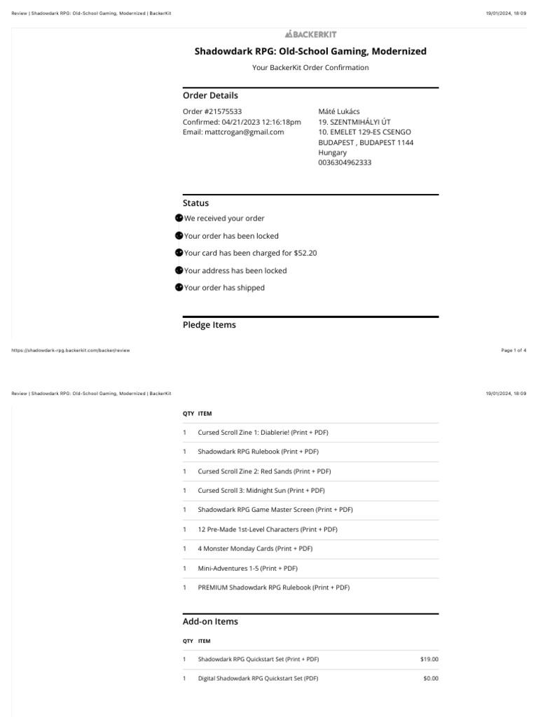 Order Confirmation Shadowdark | PDF | Banking Technology | Payments