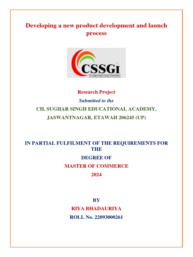Riya Project | PDF | Marketing | New Product Development