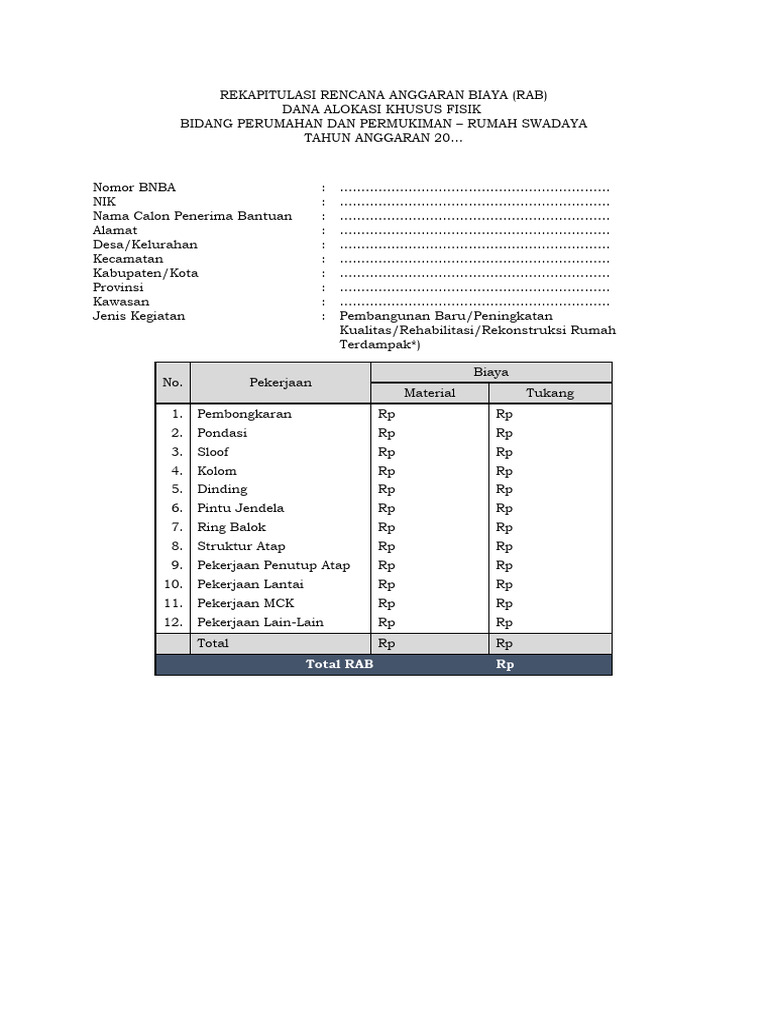 RC1.E.1.4 Rencana Anggaran Biaya - 2 | PDF