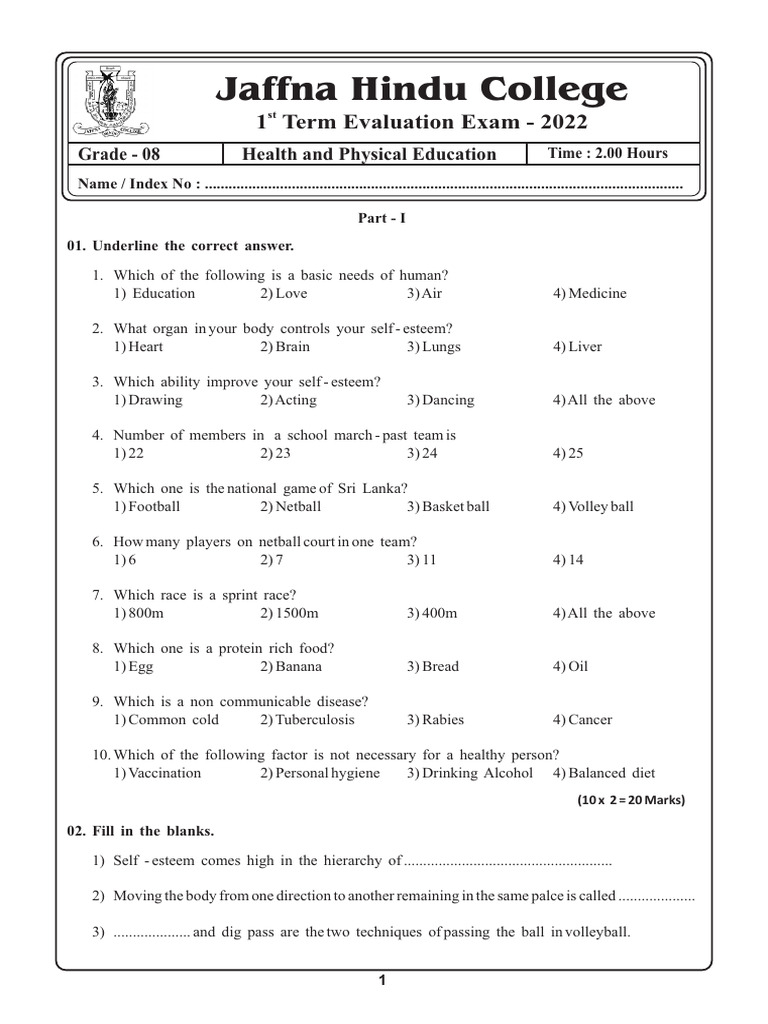 Eg08 Hea TP 1st JHC 2022 | PDF | Volleyball | Ball