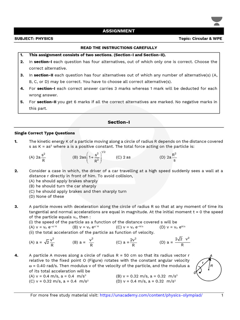 03 Circular WPE Questions | PDF | Force | Acceleration