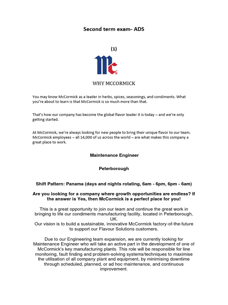 Second Term Exam Ads | PDF | Salary | Employee Benefits