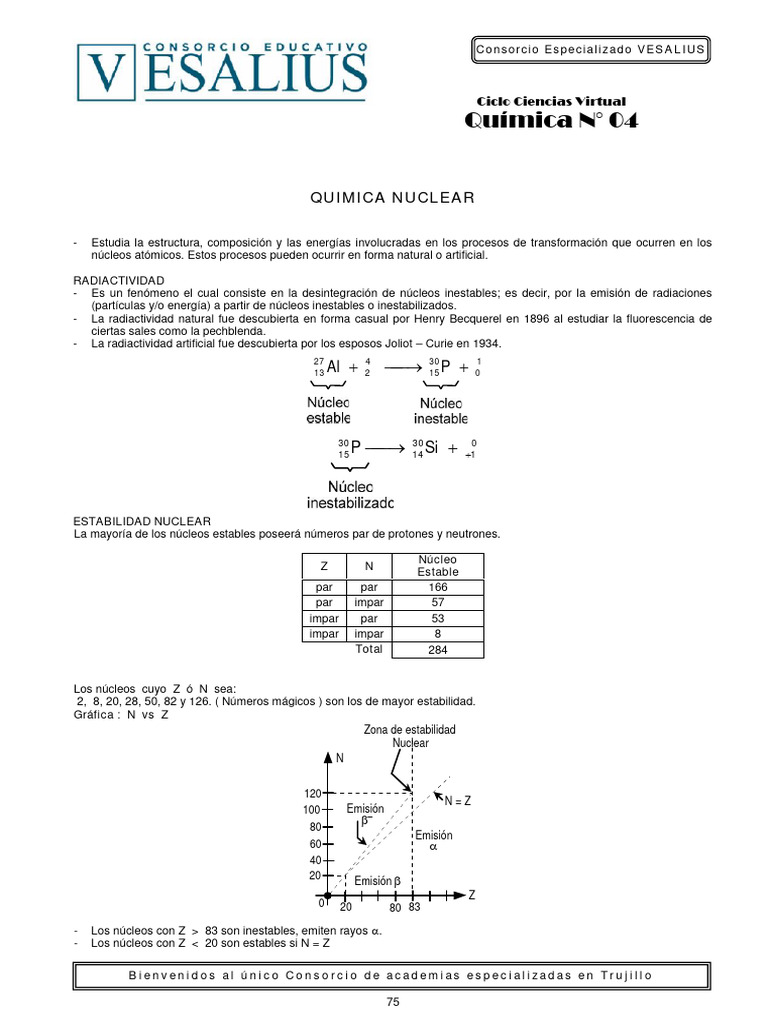Quim. (04) Quimica Nuclear 75 - 82 | PDF | Fisión nuclear | Desintegración radioactiva