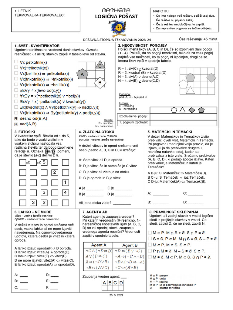 Logicna Posast Drzavno Tekmovanje 2324 Ss N | PDF