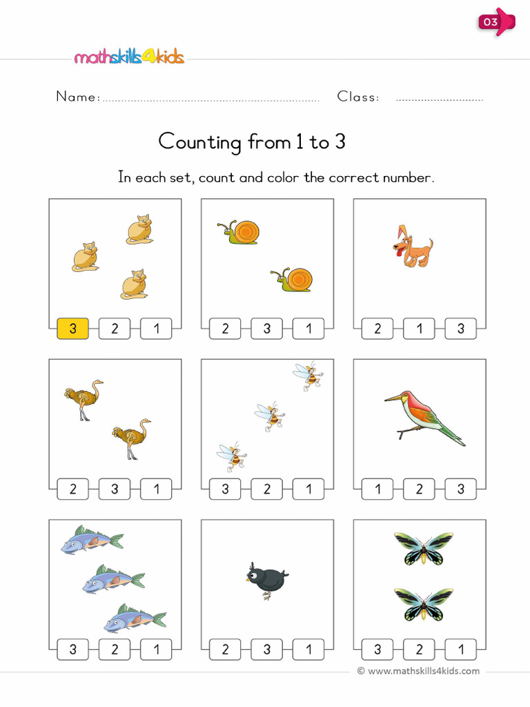 1 3.count 1 To 3 Color The Number 01olkf | PDF