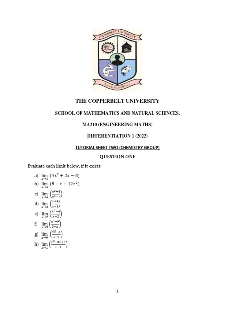 Tutorial Sheet For MA210 Engineering Maths 2021 COVID Year | PDF | Tangent | Geometry