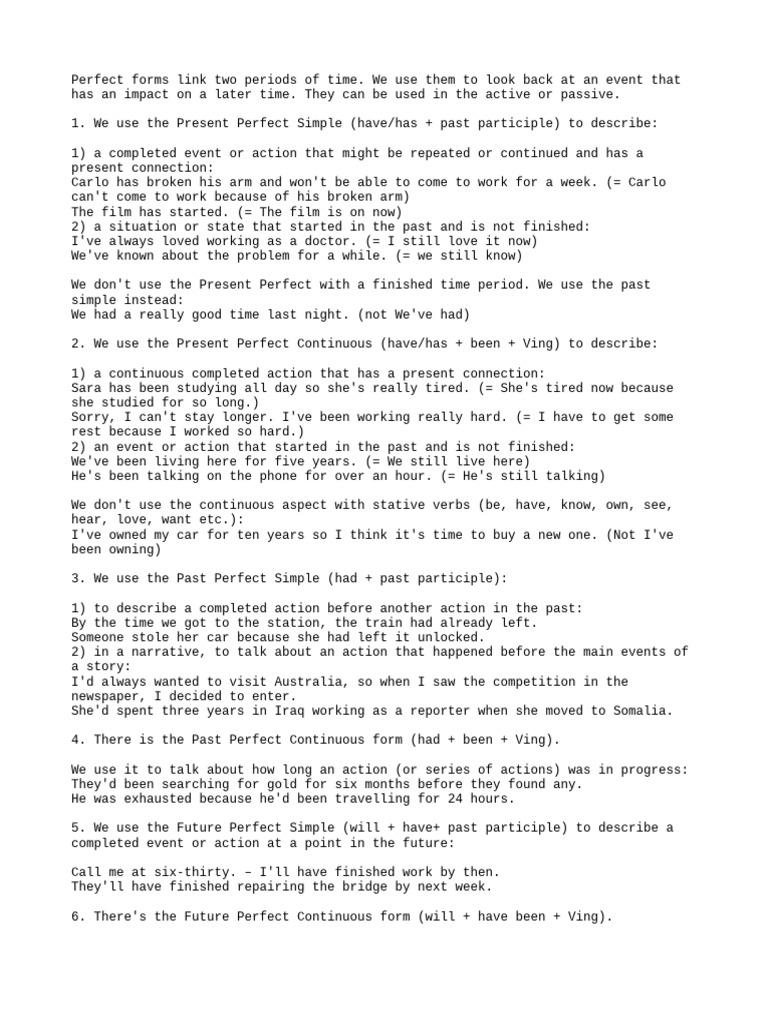 perfect forms | PDF | Perfect (Grammar) | Language Families