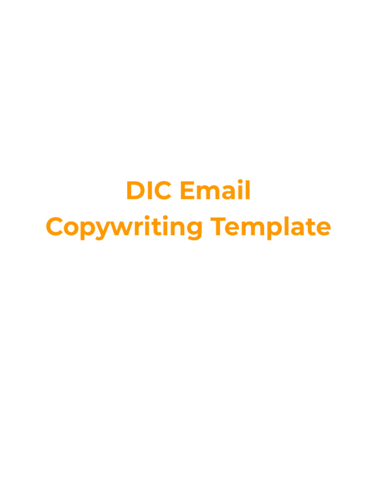 DIC Email Copywriting Template | PDF | Career & Growth