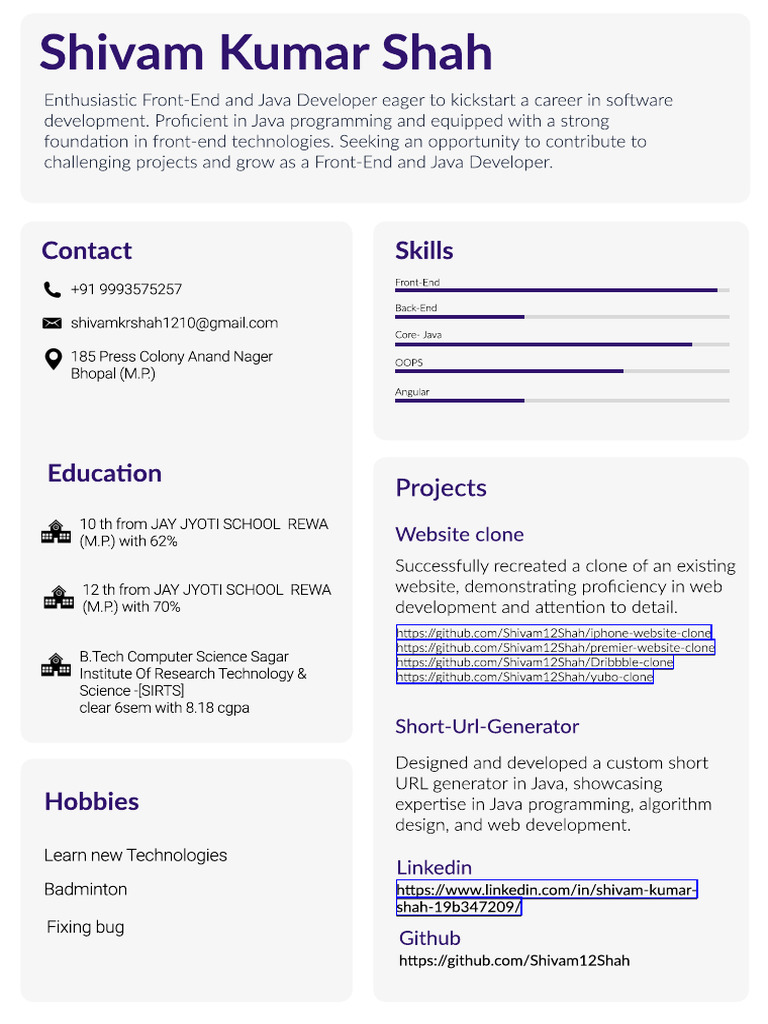 Shivam kumar shah CV | PDF