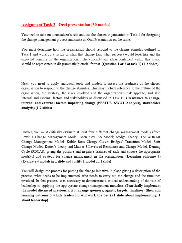 Assignment Task 2 Guidance | PDF | Change Management | Knowledge