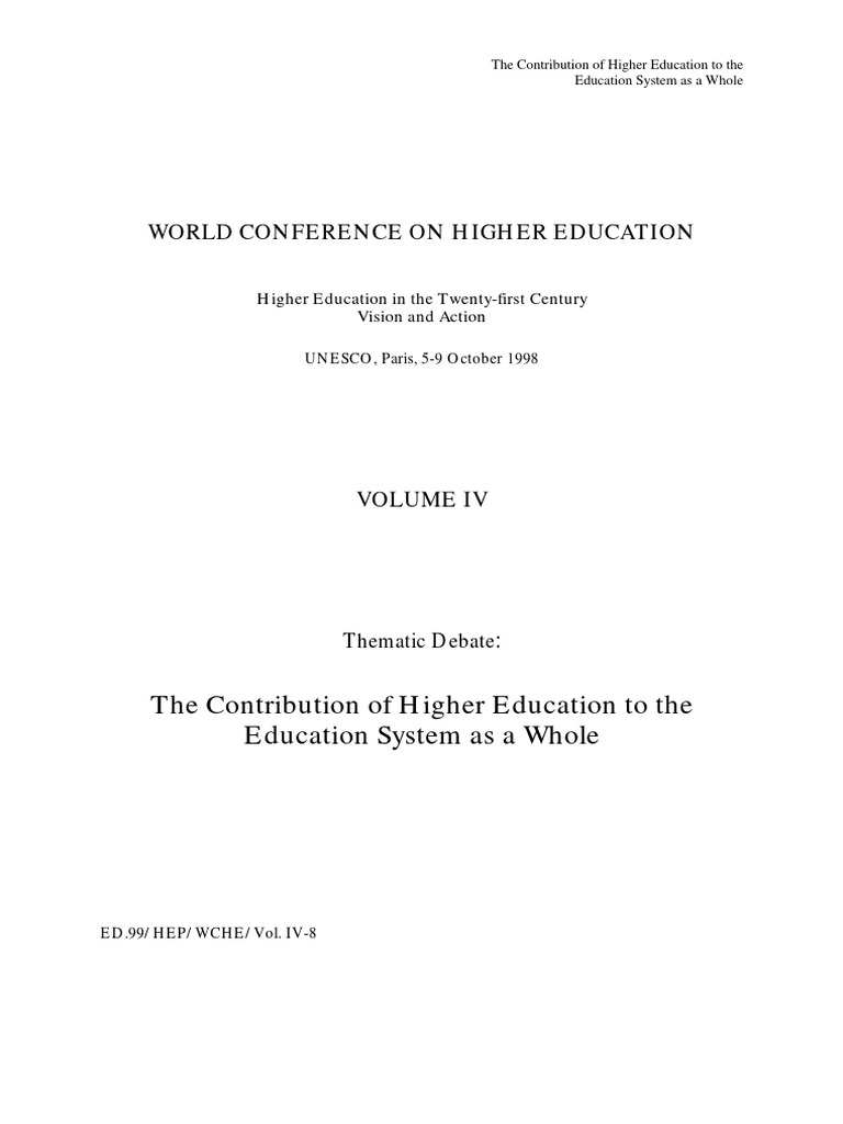 The Contribution of Higher Education To The Education System As A Whole ...