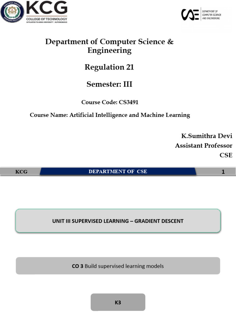 Cs3491 - Aiml - Unit III - Linear Classification Models - Discriminant ... Cs3491 - Aiml - Unit III - Linear Classification Models - Discriminant ...