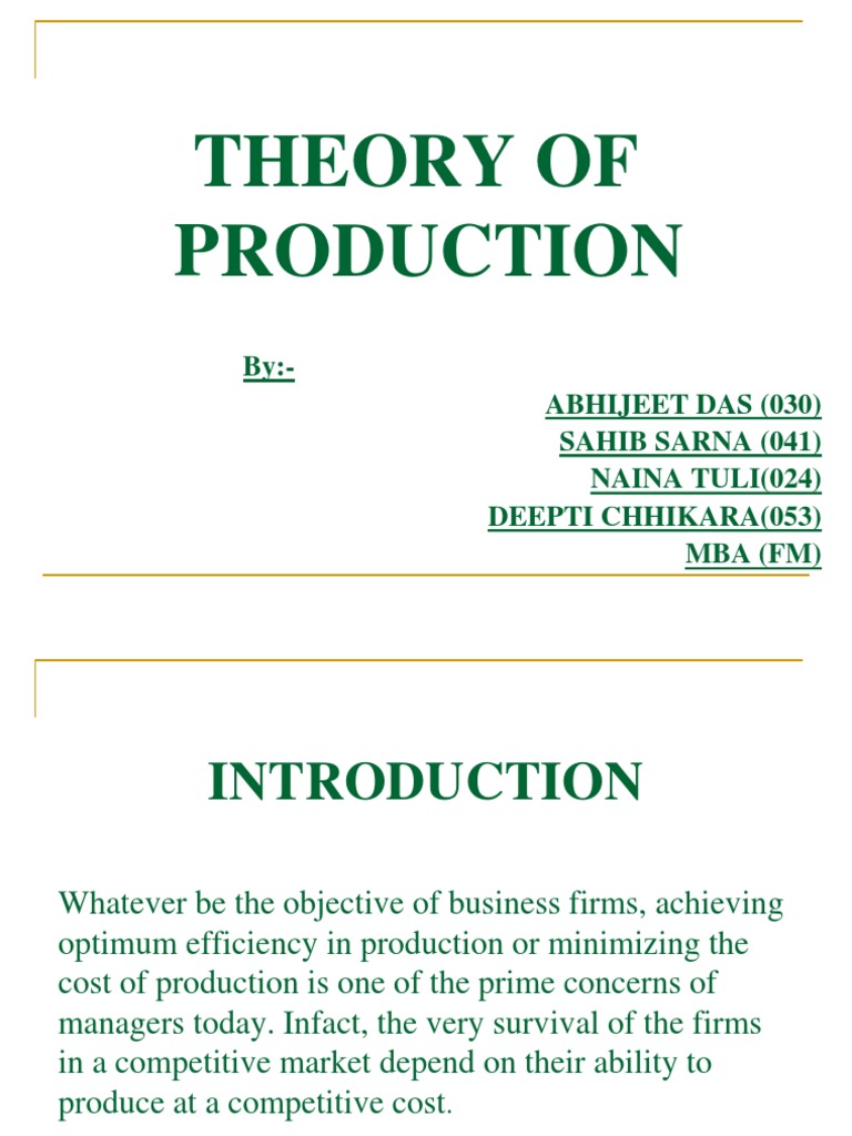Theory Of Production Pdf Production Function Long Run And Short Run