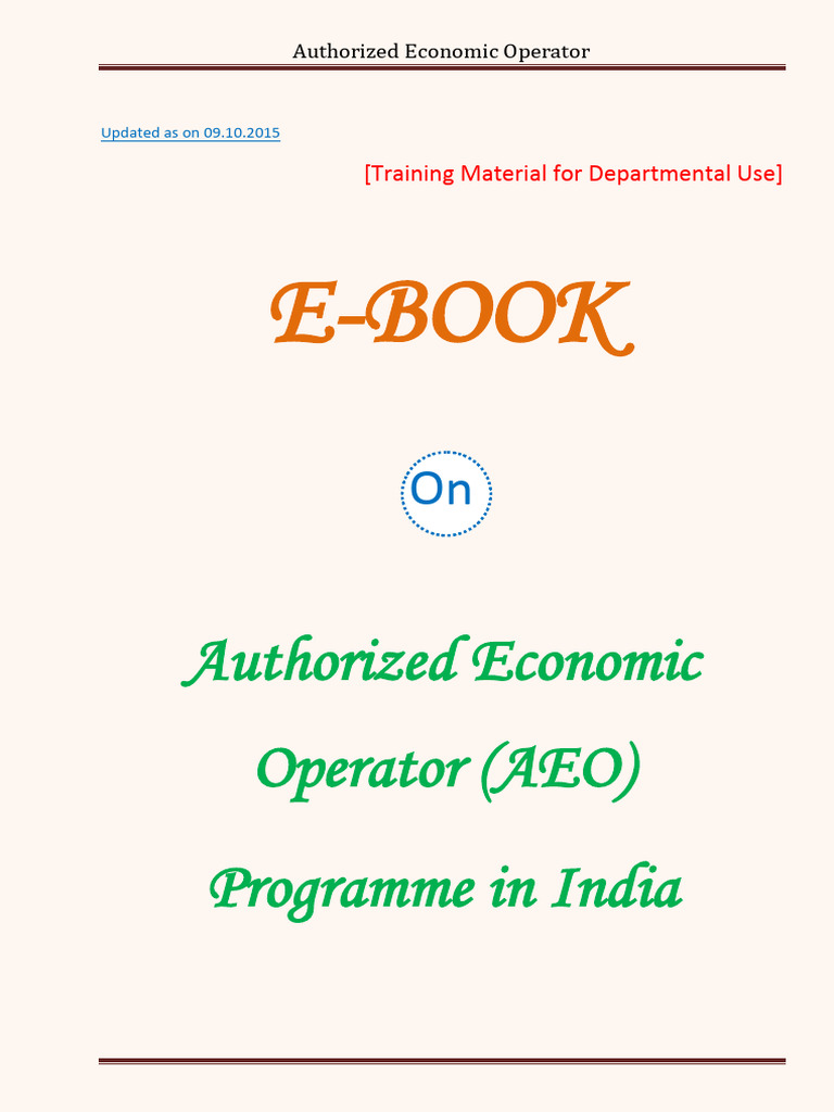 Authorized Economic Operator (AEO) Programme in India | PDF | Customs ...