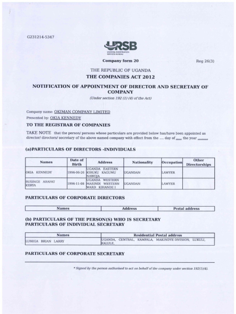 Company Form 20 | PDF
