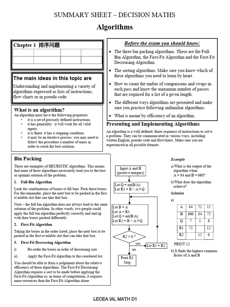 Edexcel D1 Revision Sheets | Download Free PDF | Graph Theory | Vertex ...