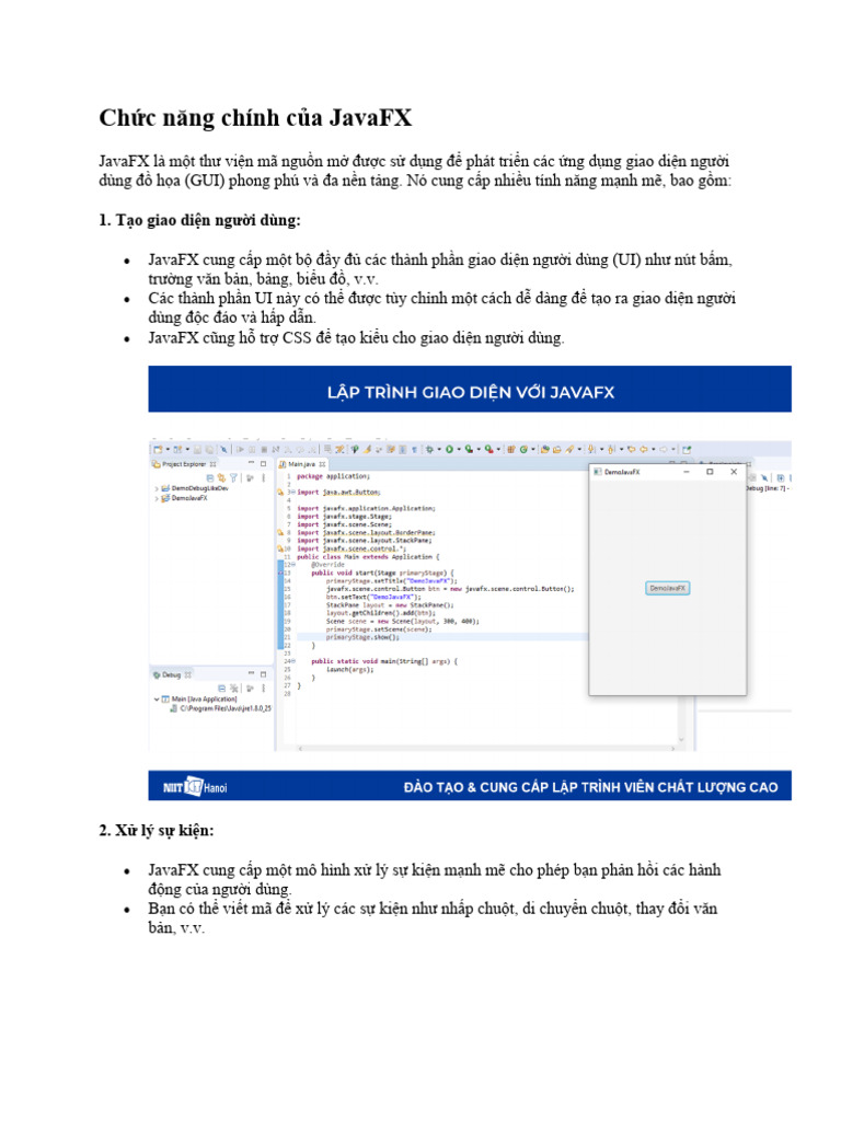 Chức năng chính của JavaFX | PDF