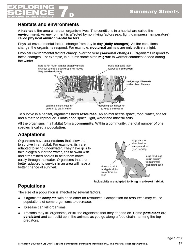 7d_summary_sheets | PDF | Habitat | Predation