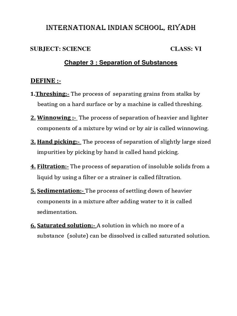Science Chapter-3 All Notes | PDF | Filtration | Mixture
