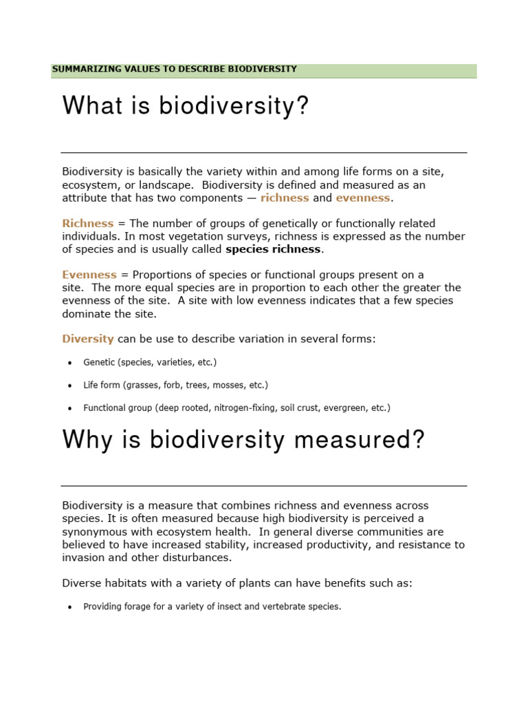 Biodiversity Measure | PDF | Biodiversity | Soil