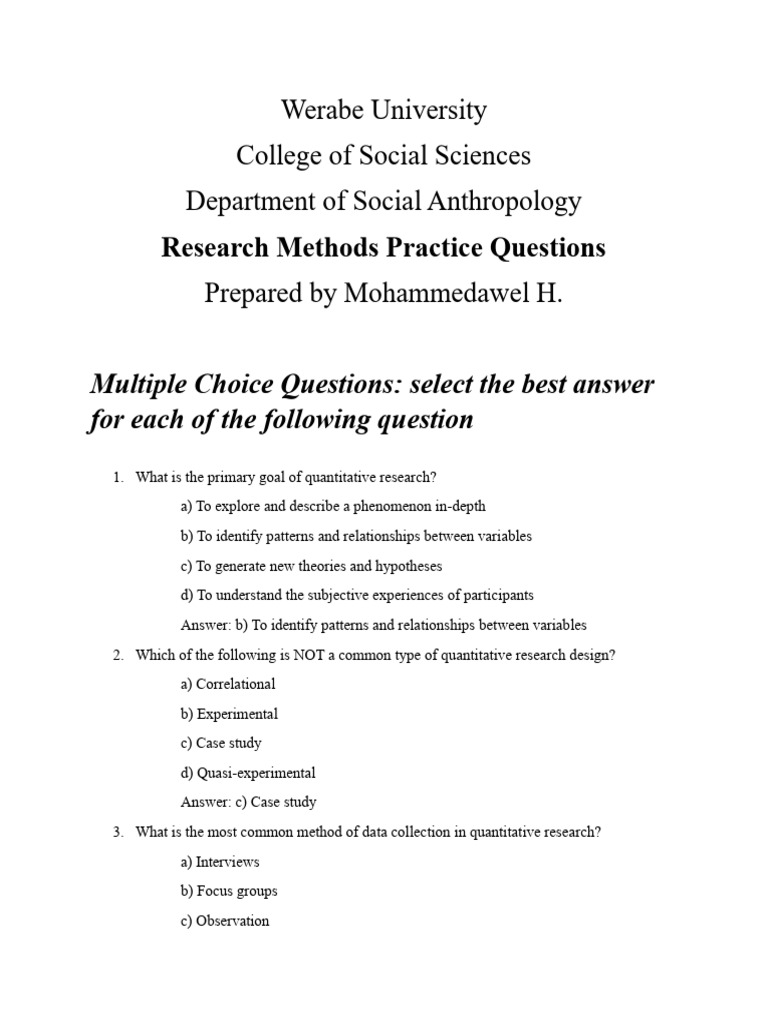 Research Methods Quiz | PDF | Sampling (Statistics) | Methodology Research Methods Quiz | PDF | Sampling (Statistics) | Methodology