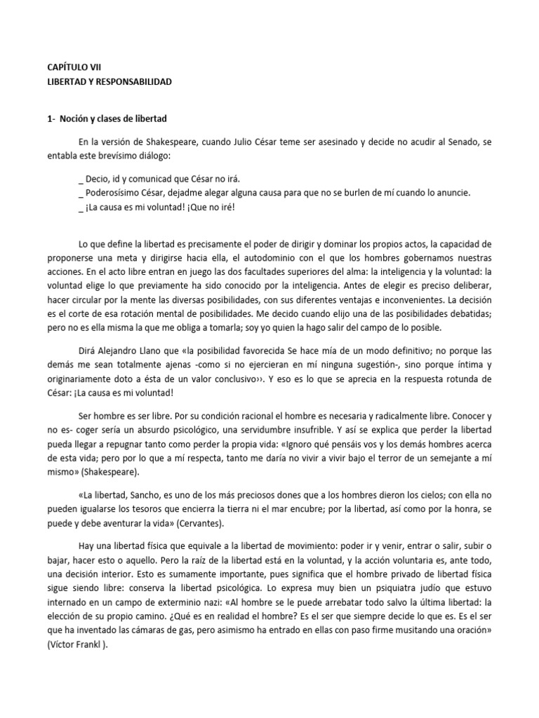 Ayllon Capítulo Vii Libertad y Responsabilidad (Textual) | PDF | Libertad | Moralidad