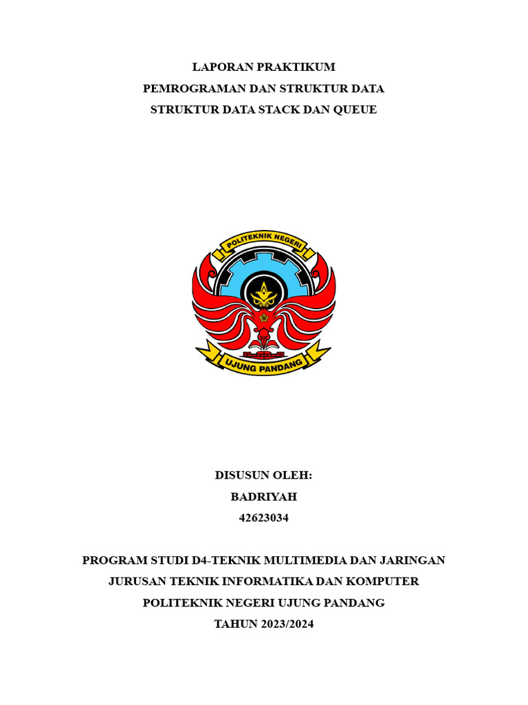 Laporan Praktikum Struktur Data Stack Dan Queue | PDF Laporan Praktikum Struktur Data Stack Dan Queue | PDF