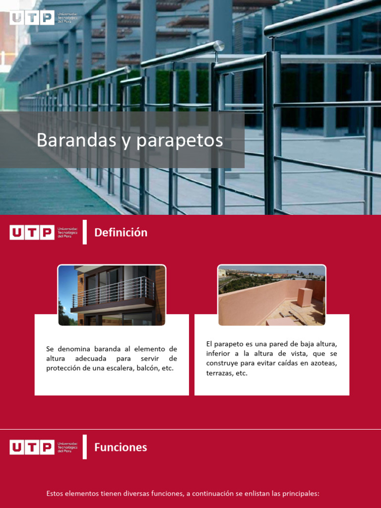 Semana 15 - Infografía - Barandas y Parapetos - Transcripción | PDF | Escalera