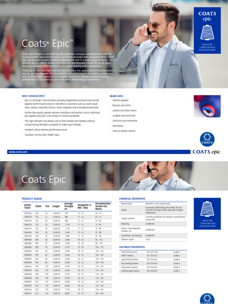 Epic Product Information | PDF | Textiles | Materials