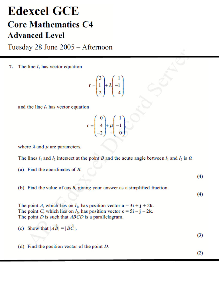 Pure 4 - Tricky Vectors Questions | PDF